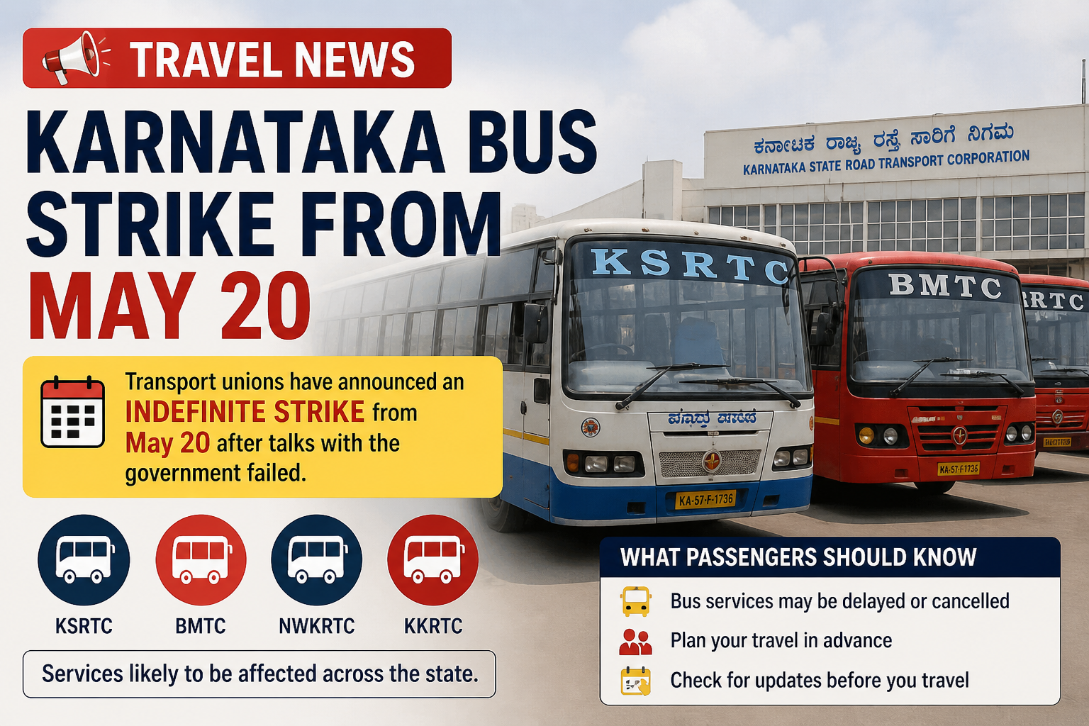 🚌Karnataka Bus Strike From May 20: Massive Travel Disruptions Expected ...
